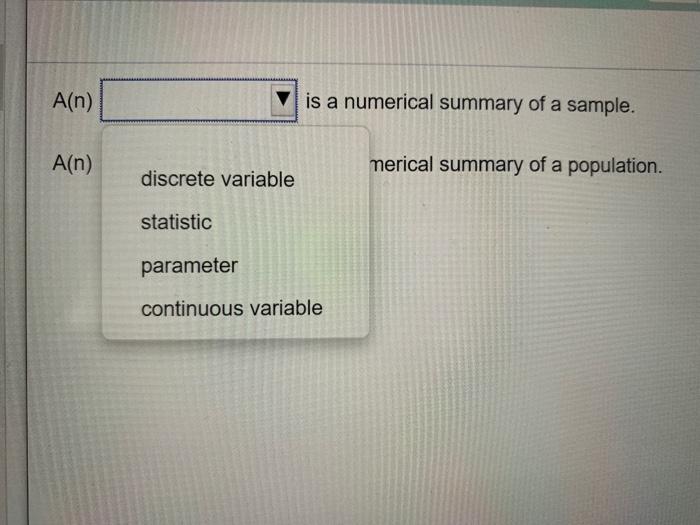 Solved This Question: 1 pt 2 2 A(n) V is a numerical summary | Chegg.com