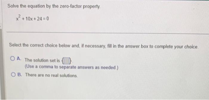 Solved Solve the equation by the zero-factor property. | Chegg.com