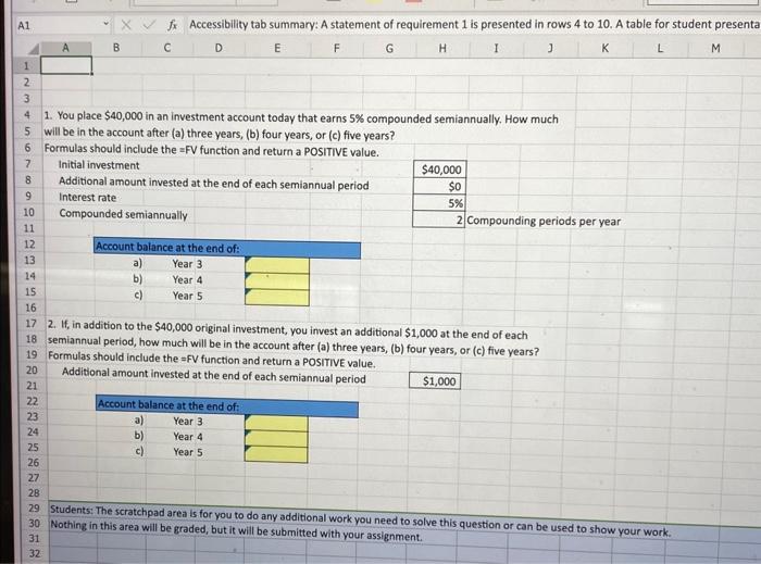 Solved 1. You place $40,000 in an investment account today | Chegg.com