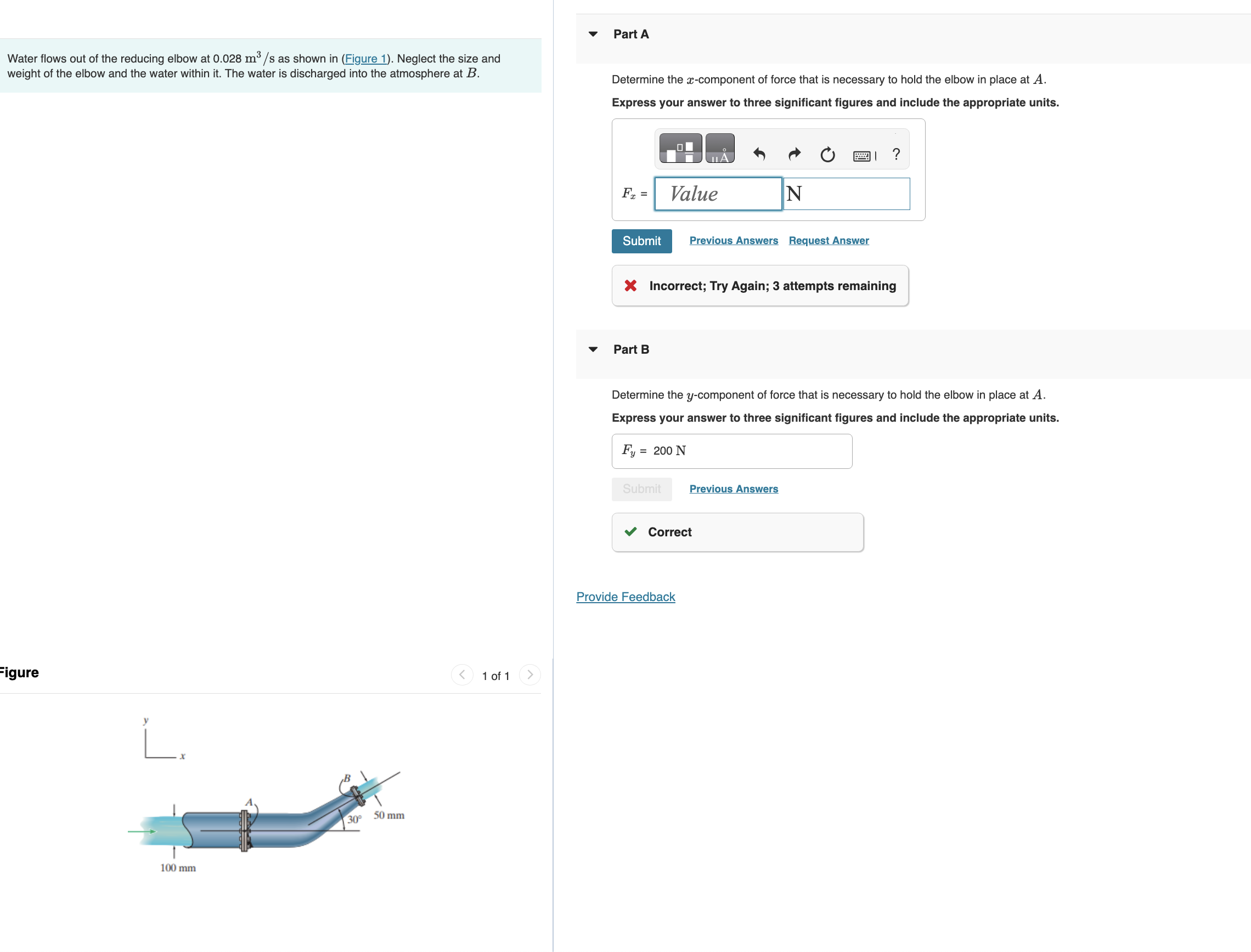 Solved Part A Water flows out of the reducing elbow at | Chegg.com