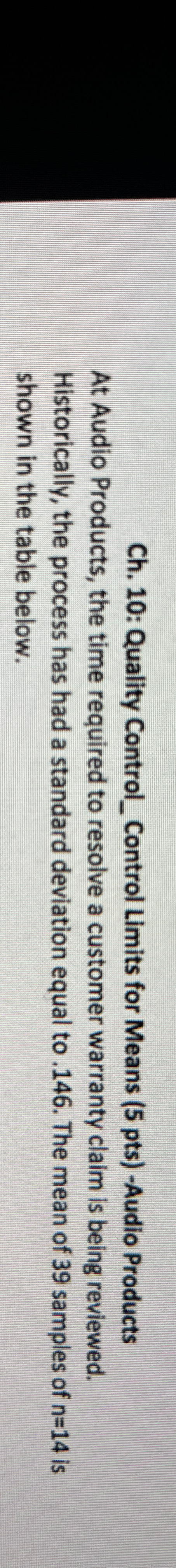 Solved Ch. 10: Quality Control_Control Limits for Means (5 | Chegg.com