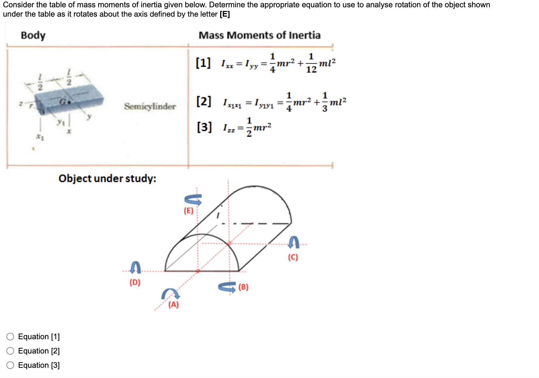 Solved Consider the table of mass moments of inertia given | Chegg.com