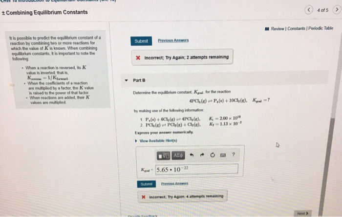 Solved Combining Equilibrium Constants Review Constants | Chegg.com