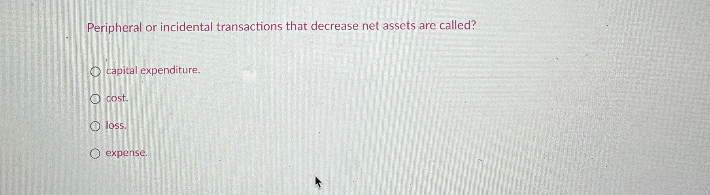 Solved Peripheral or incidental transactions that decrease | Chegg.com