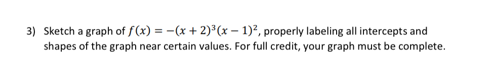 Solved Sketch a graph of f(x)=-(x+2)3(x-1)2, ﻿properly | Chegg.com