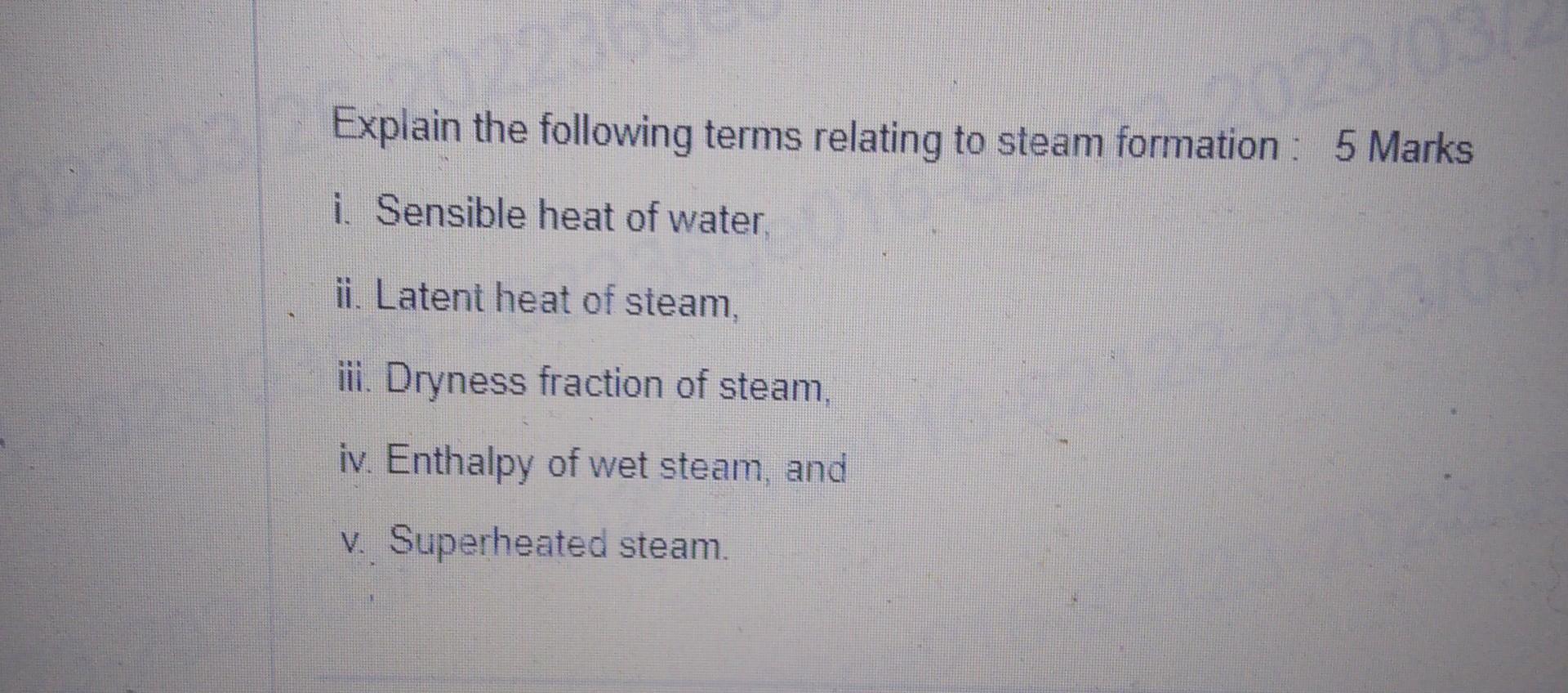 Solved Explain the following terms relating to steam | Chegg.com
