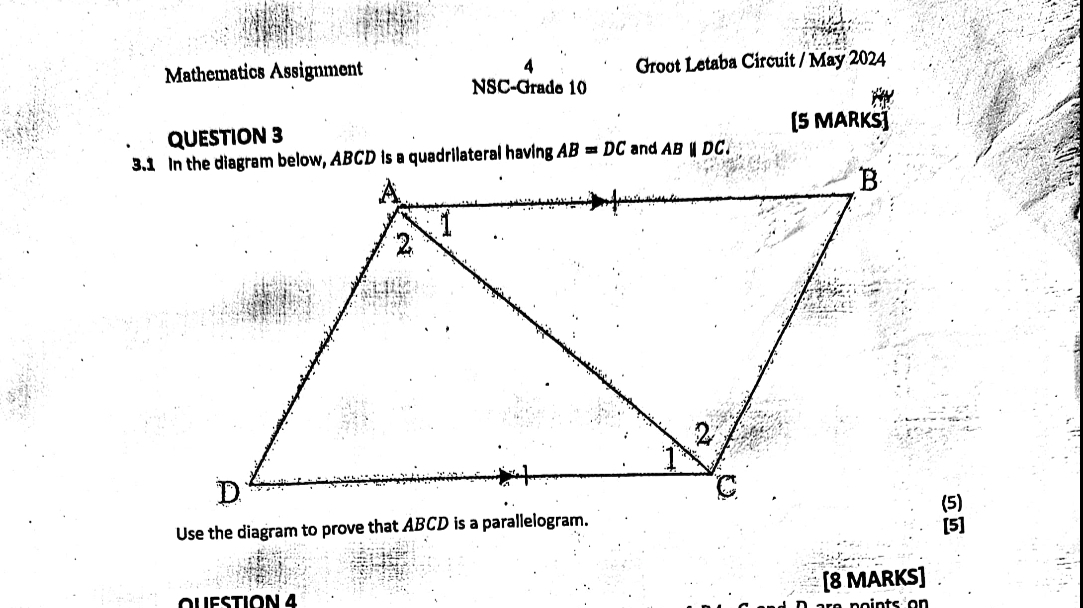 Solved QUESTION 33.1 ﻿In the diagram below, ABCD is a | Chegg.com