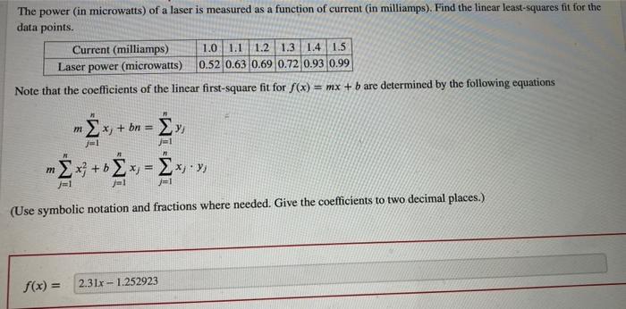 Solved The power in microwatts) of a laser is measured as a | Chegg.com