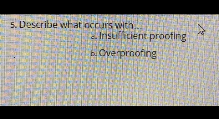 Solved 5. Describe what occurs with a. Insufficient proofing | Chegg.com