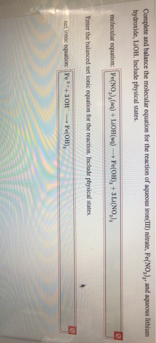 Solved Complete and balance the molecular equation for the | Chegg.com