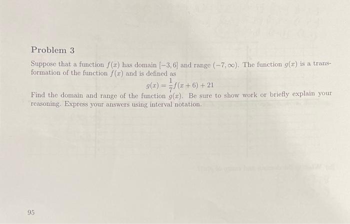 Solved Problem 3 Suppose that a function f(x) has domain | Chegg.com