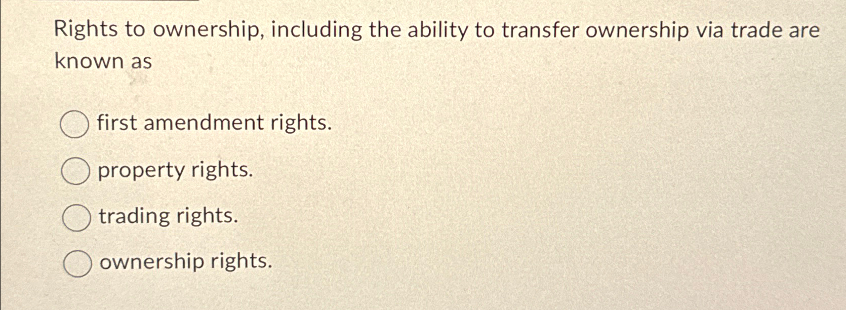 Solved Rights to ownership, including the ability to | Chegg.com