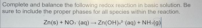 Solved Please balance in basic solution correctly | Chegg.com