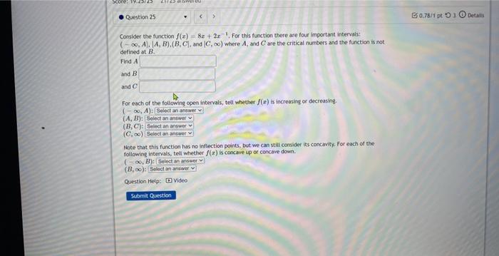 Solved Consider the function f(x)=8x+2x−1. For this function | Chegg.com