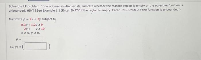 Solved Solve the LP problem. If no optimal solution exists, | Chegg.com
