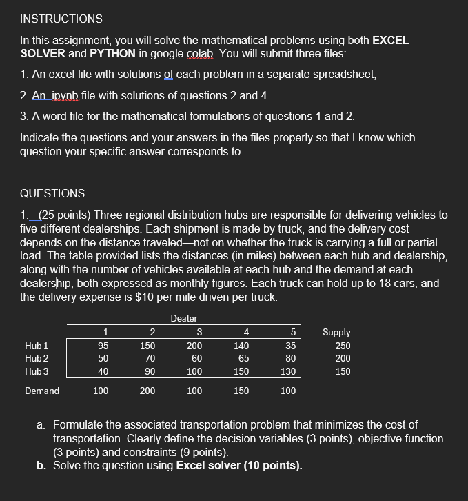 INSTRUCTIONSIn this assignment, you will solve the | Chegg.com