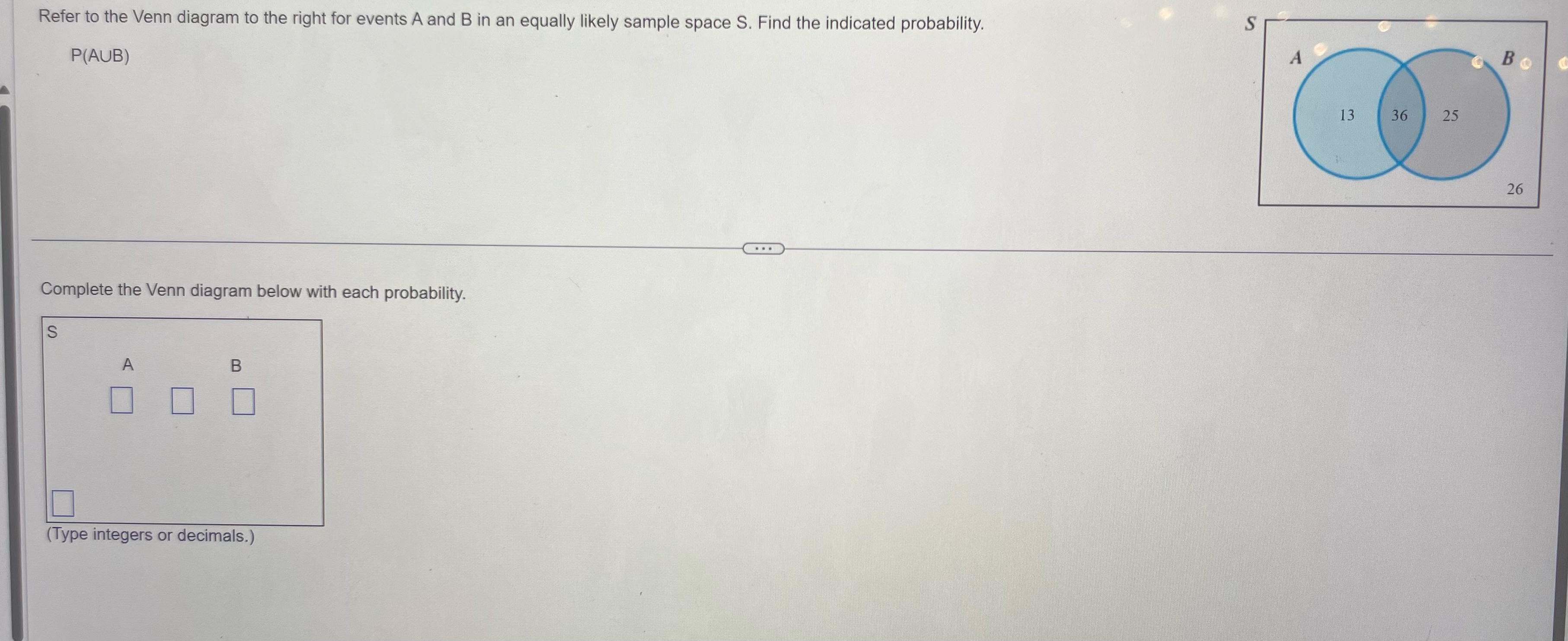 Solved Refer to the Venn diagram to the right for events A | Chegg.com