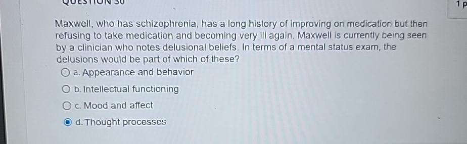 Solved Maxwell, who has schizophrenia, has a long history of | Chegg.com