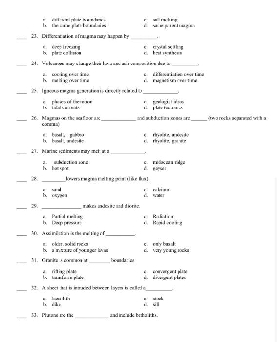 Solved Earth Revealed: Unit 14, Intrusive Igneous Rocks b. | Chegg.com