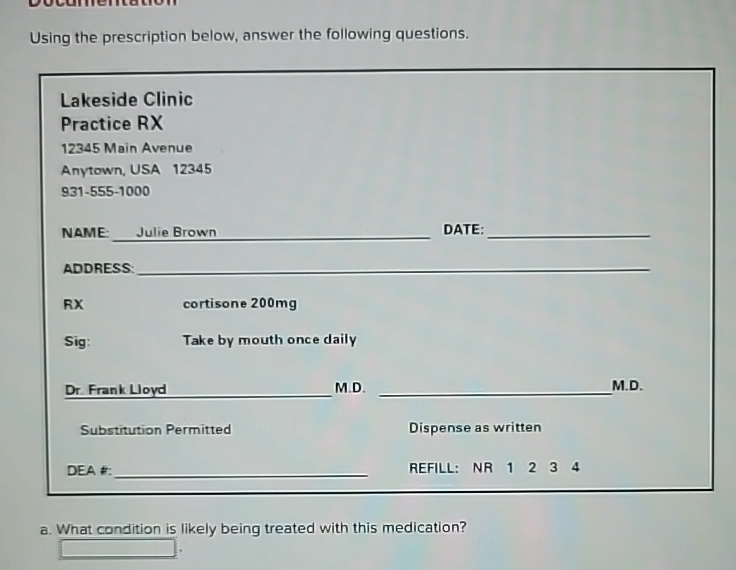 Solved Using the prescription below, answer the following | Chegg.com