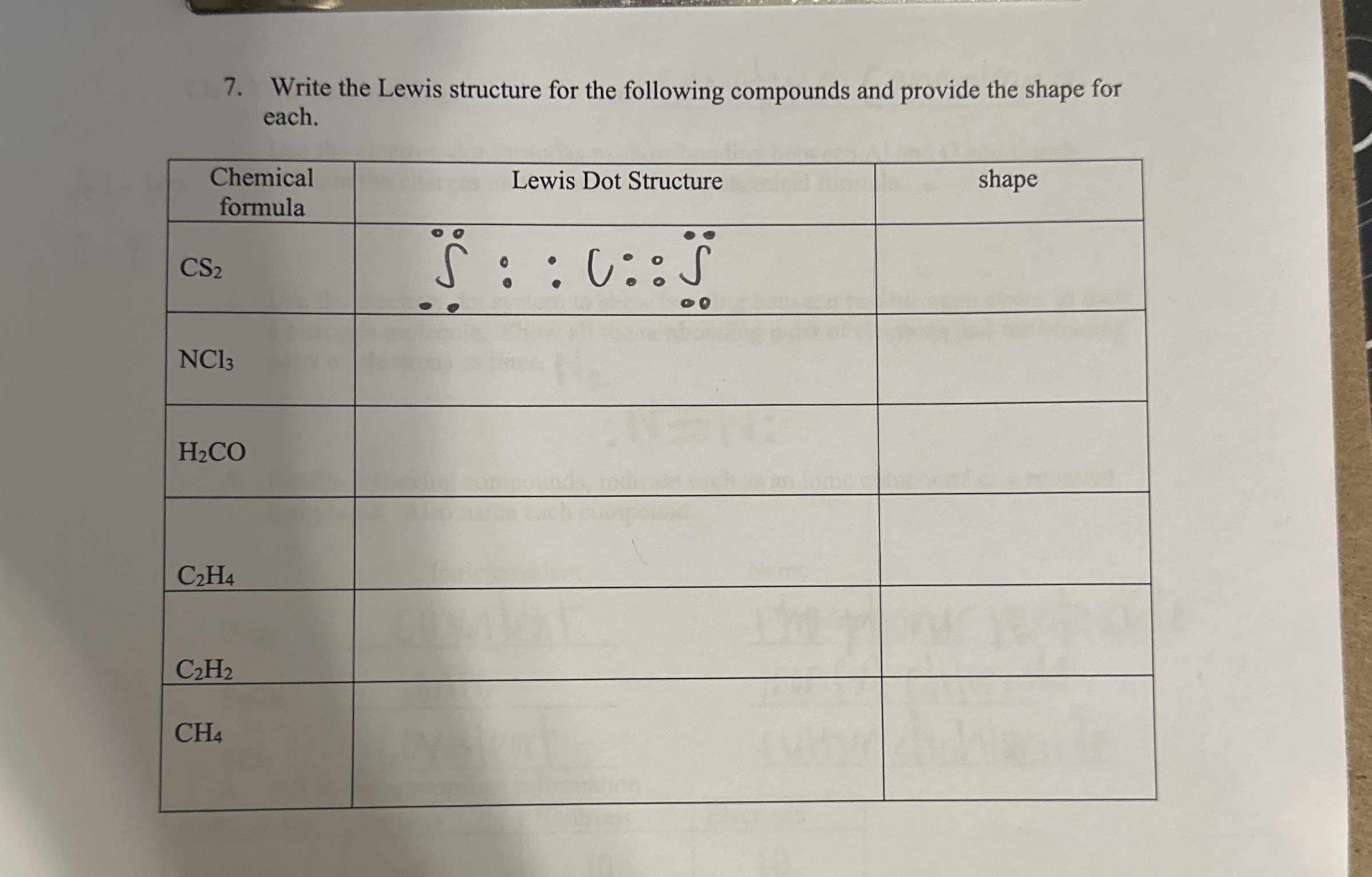 Solved Write the Lewis structure for the following compounds | Chegg.com