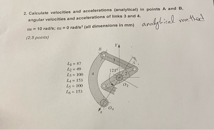 method 2. Calculate velocities and accelerations | Chegg.com