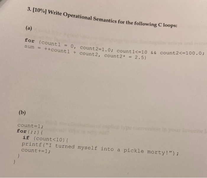 Solved 3. [10%] Write Operational Semantics for the | Chegg.com