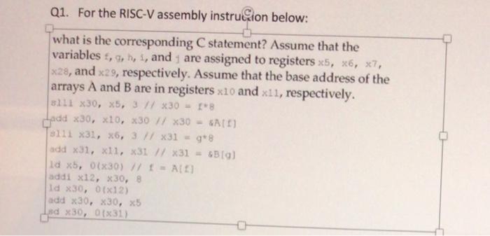 Solved Q1. For the RISC-V assembly instruzion below: what is | Chegg.com