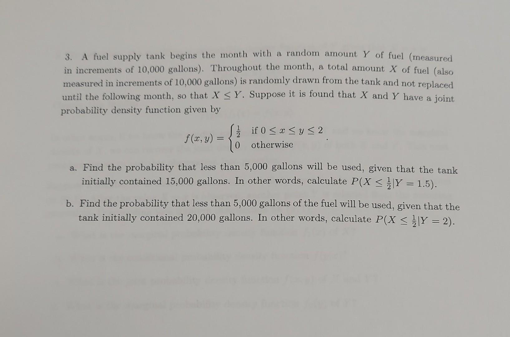 Solved 3. A fuel supply tank begins the month with a random | Chegg.com