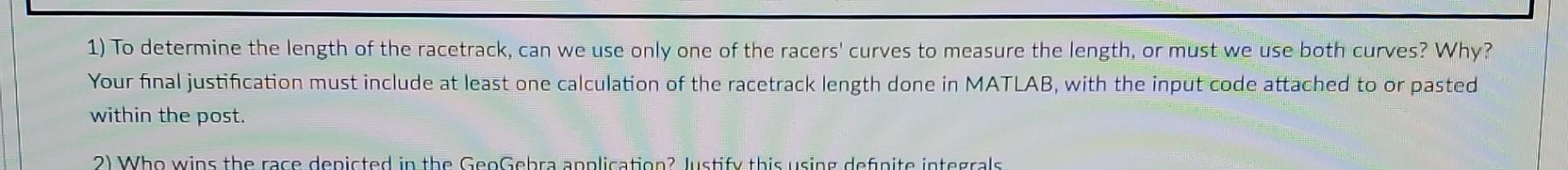please determine the length of the racetrack, 2 laps | Chegg.com