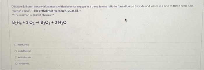 Solved Diborane (diboron hexahydride) reacts with elemental | Chegg.com