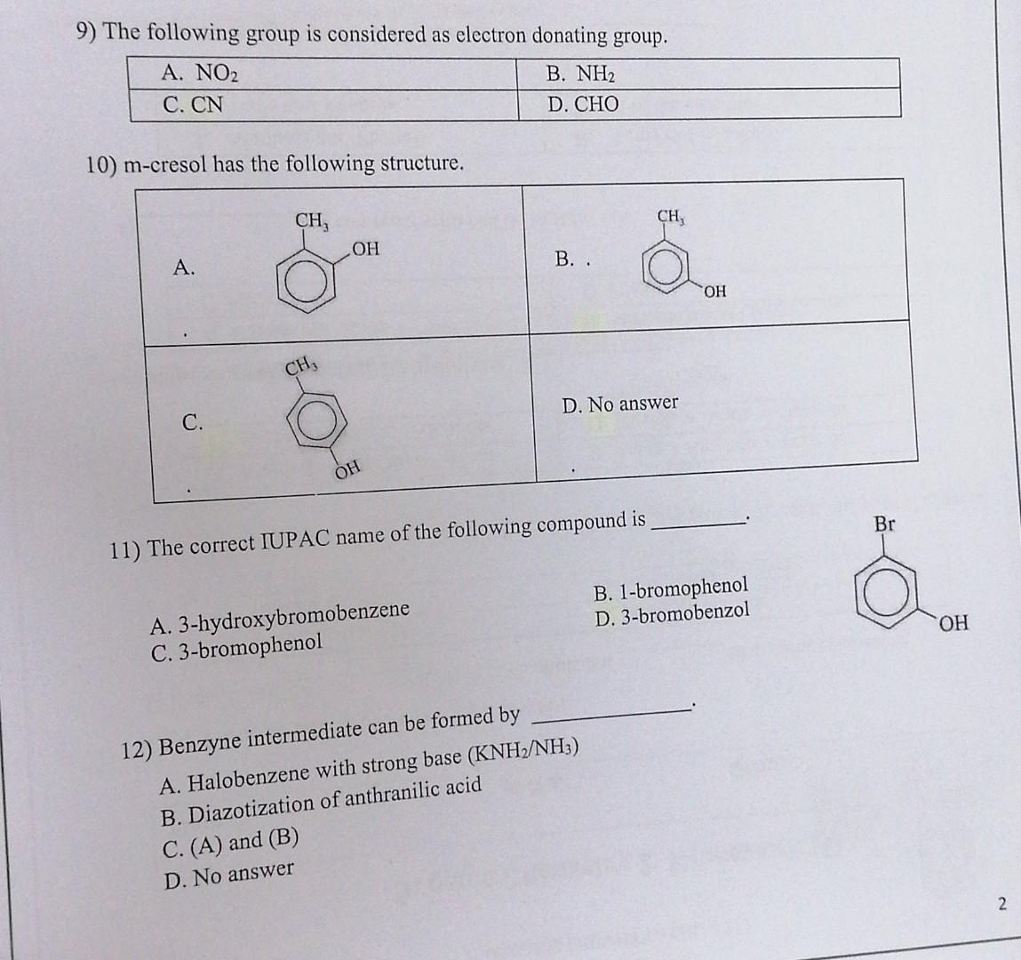 Solved The following group is considered as electron | Chegg.com