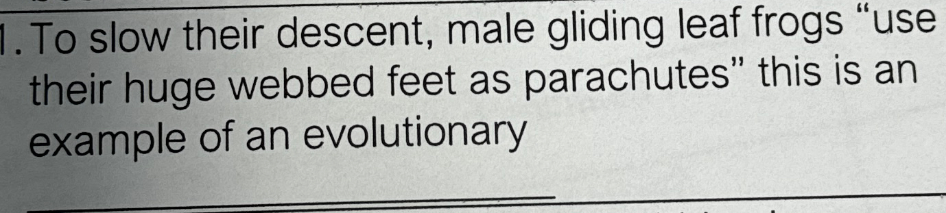 Solved To slow their descent, male gliding leaf frogs "use | Chegg.com