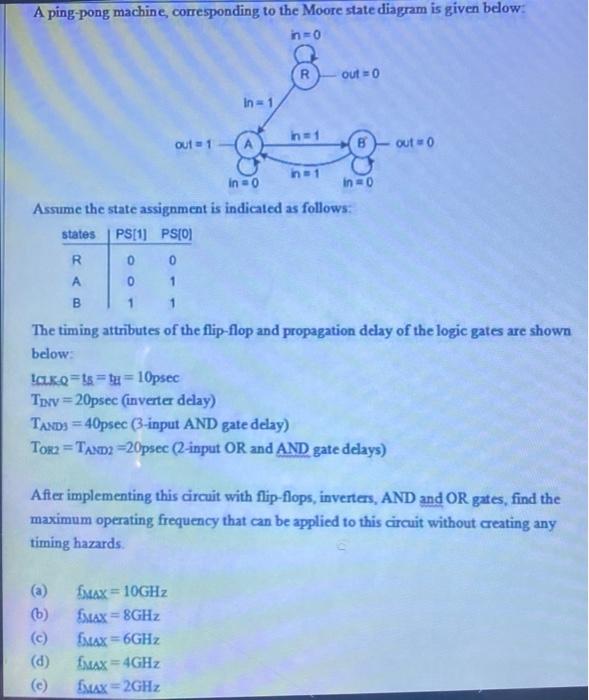 Solved A ping-pong machine, corresponding to the Moore state | Chegg.com