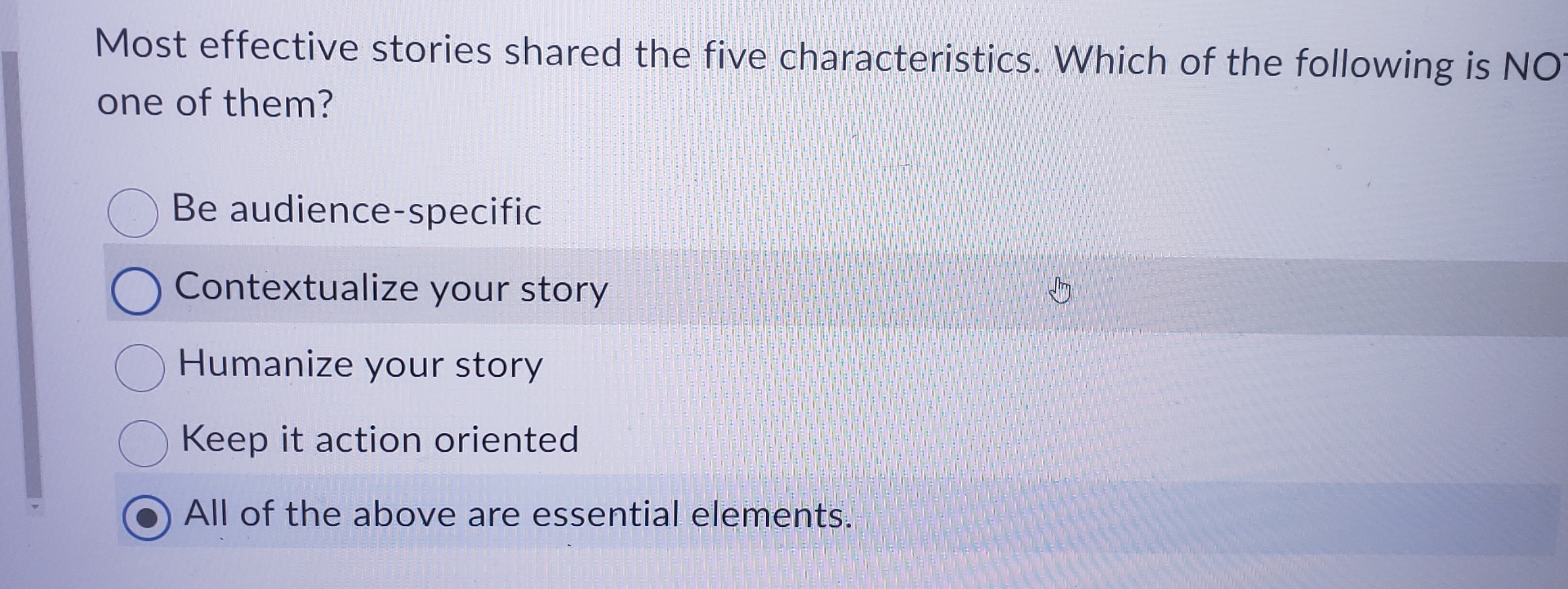 Solved Most effective stories shared the five | Chegg.com