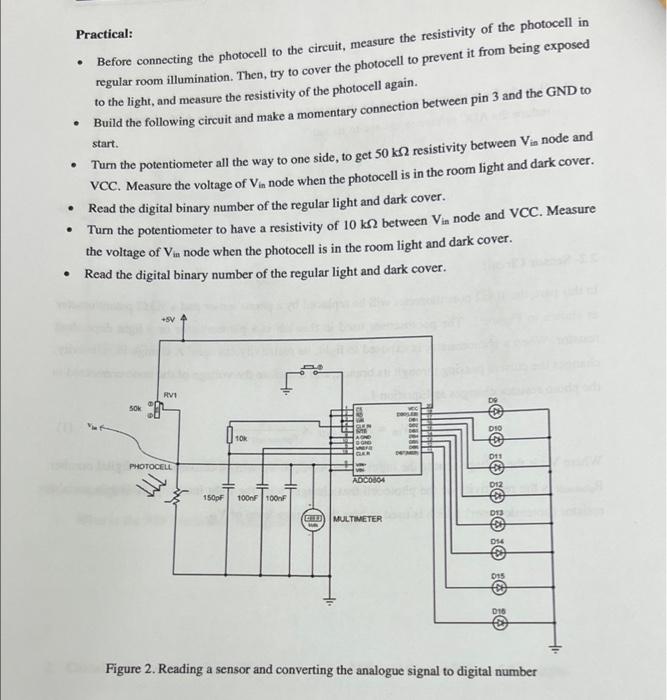 Practical: Before connecting the photocell to the | Chegg.com