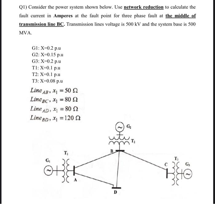 Solved Q1) Consider the power system shown below. Use | Chegg.com