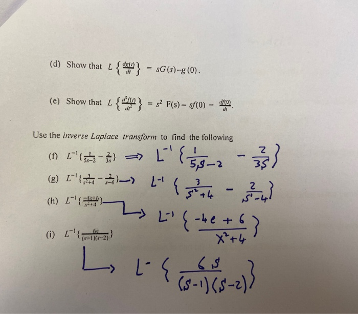 Solved the Laplace transform tables to find the following | Chegg.com