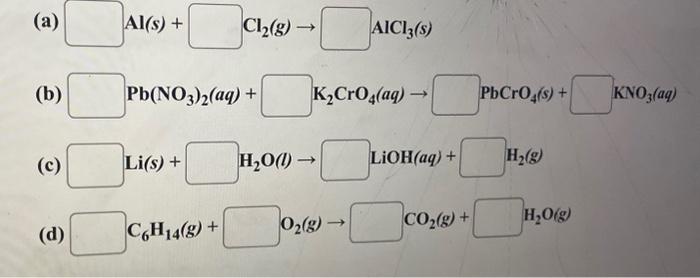 Solved (a) Al(s)+Cl2(g)→AlCl3(s) (b) | Chegg.com
