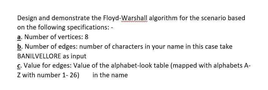Solved Design and demonstrate the Floyd-Warshall algorithm | Chegg.com