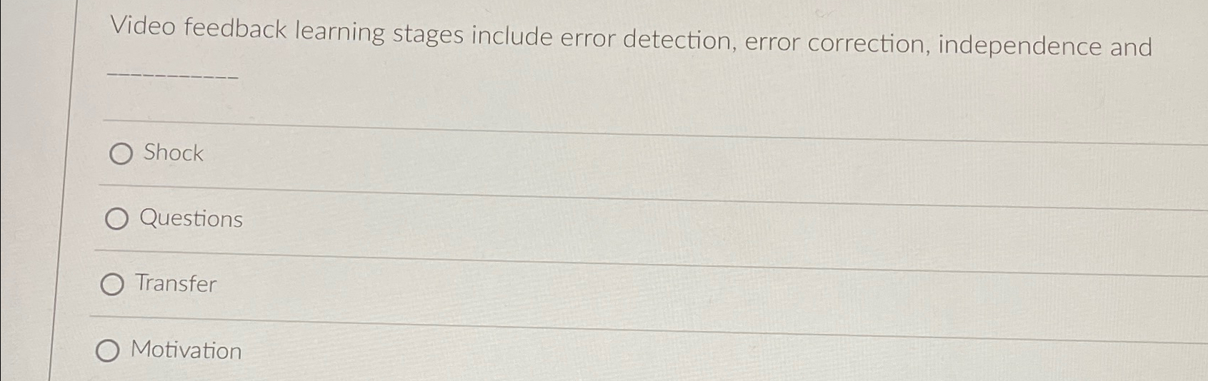 Solved Video feedback learning stages include error | Chegg.com