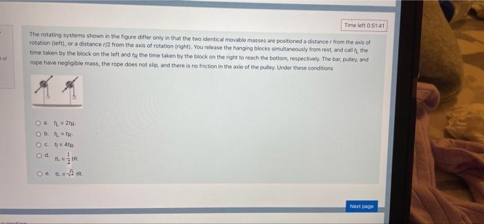 Solved Time left 0:51:41 The rotating systems shown in the | Chegg.com