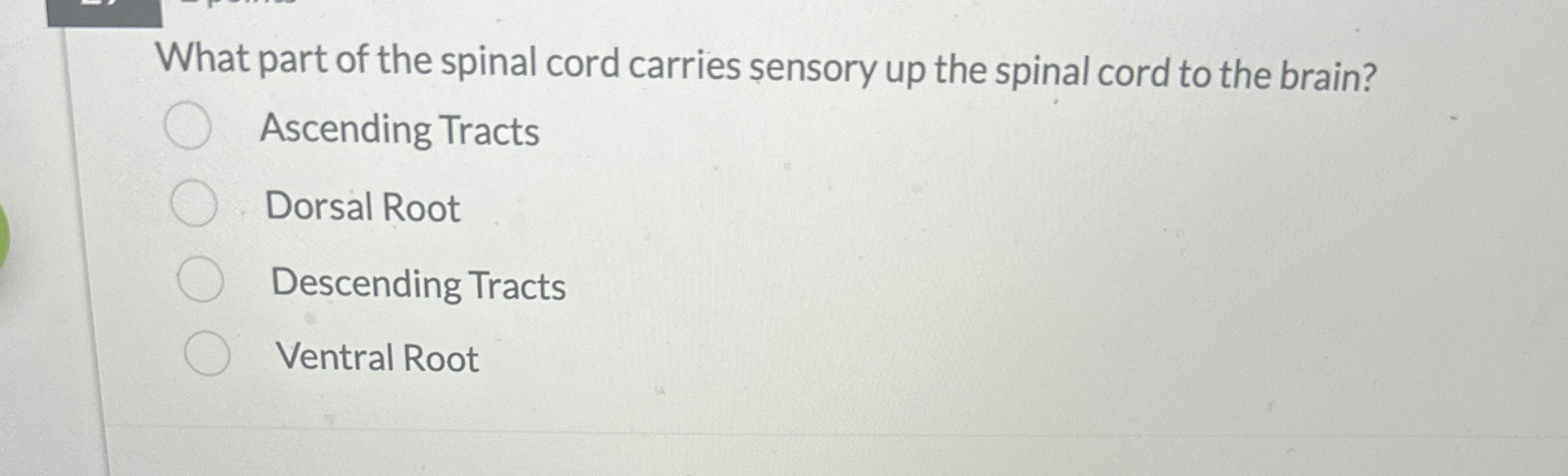 Solved What part of the spinal cord carries sensory up the | Chegg.com