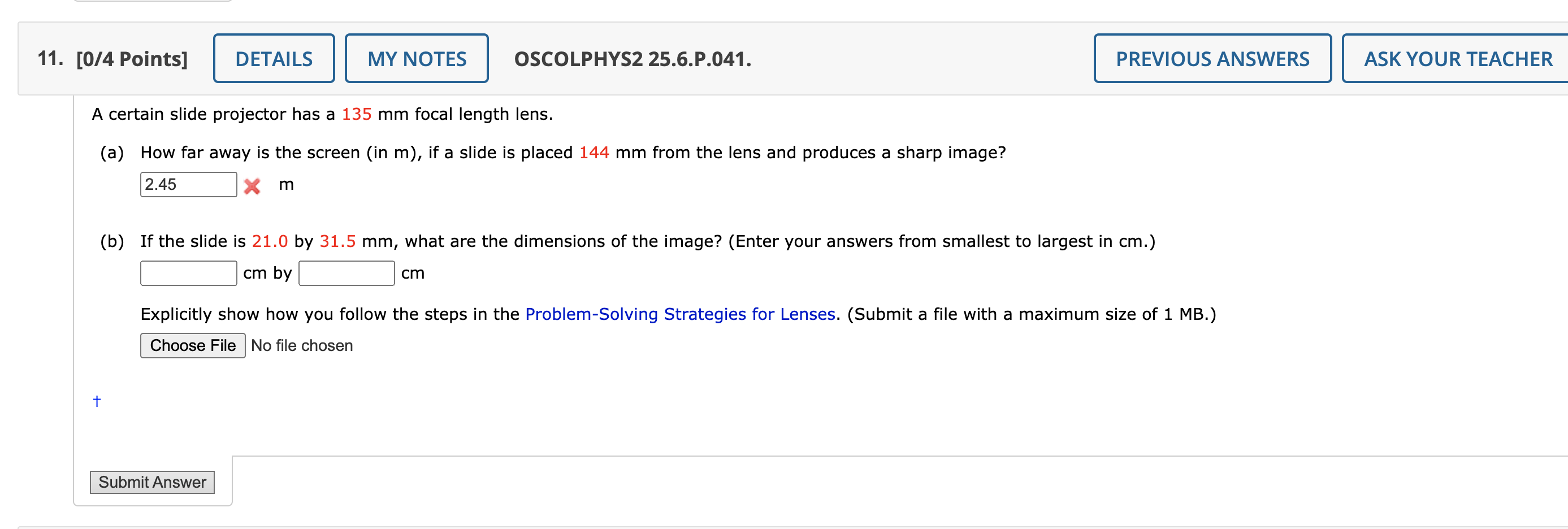 Solved A certain slide projector has a 135mm ﻿focal length | Chegg.com