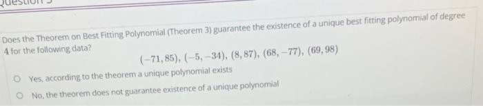 Solved Does the Theorem on Best Fitting Polynomial (Theorem | Chegg.com