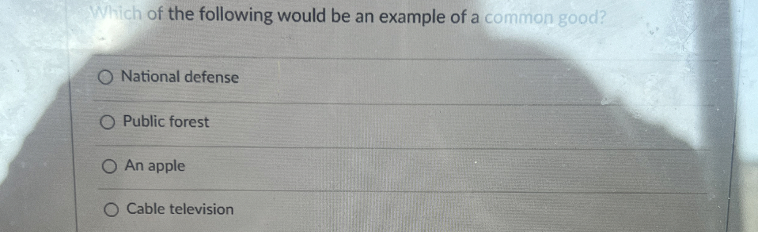 Solved Which of the following would be an example of a | Chegg.com