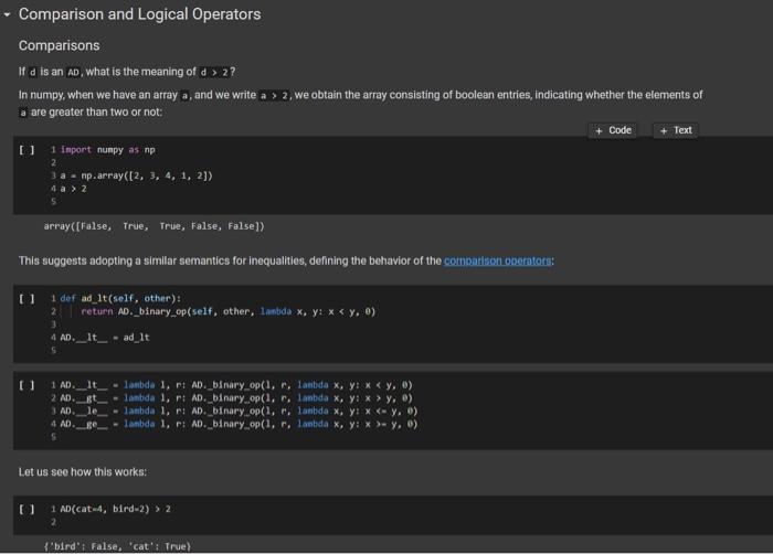 Solved - Comparison and Logical Operators Comparisons ofd is | Chegg.com