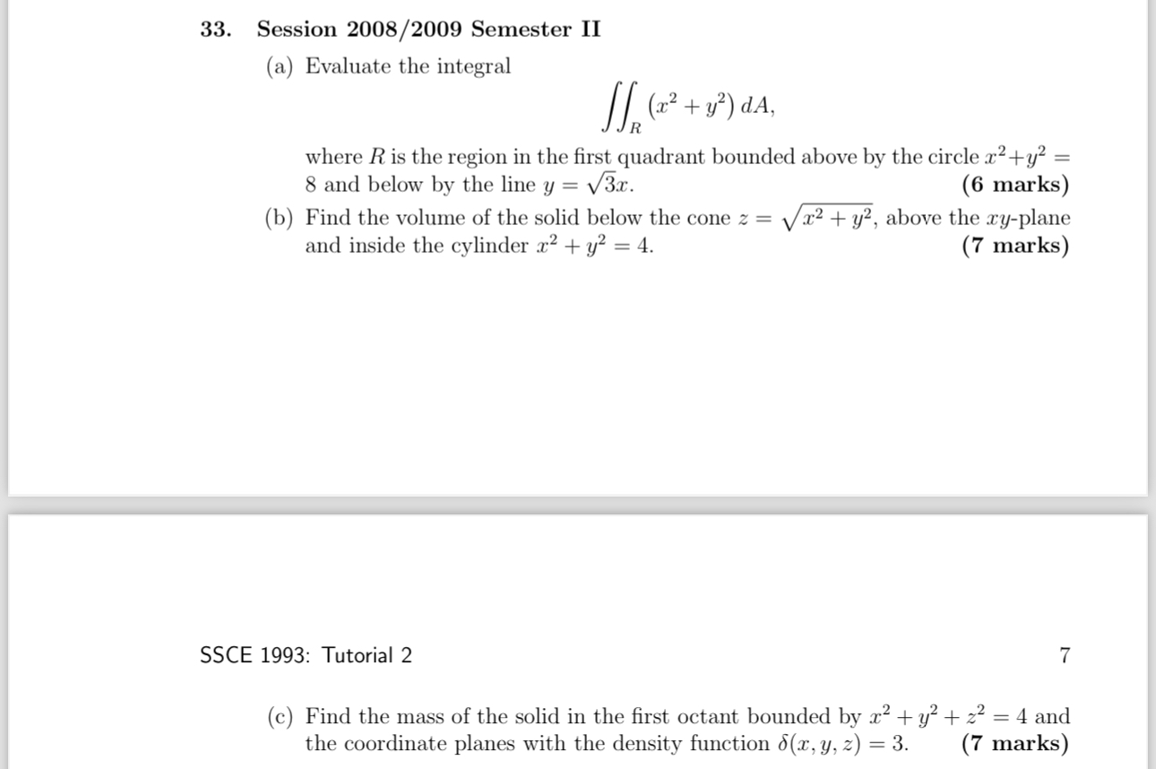 Solved Session 2008/2009 ﻿Semester II(a) ﻿Evaluate the | Chegg.com