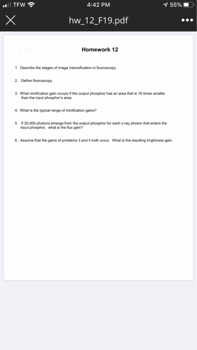 Solved ..TEW 4:42 PM 7 55% hw_12_F19.pdf Homework 12 1. | Chegg.com