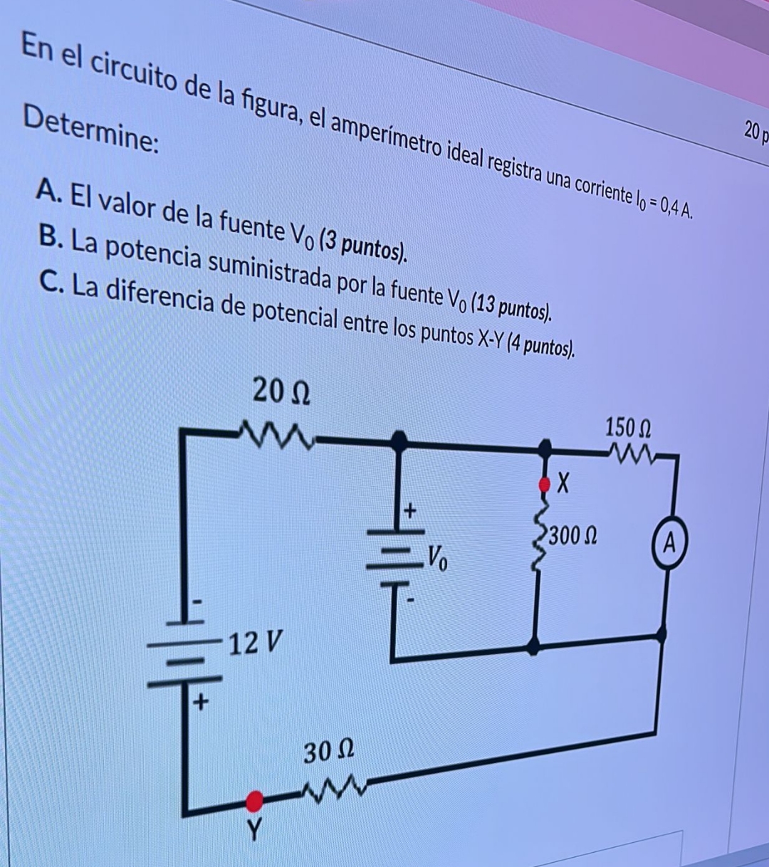 Solved En el circuito de la figura, el amperimetro ideal | Chegg.com